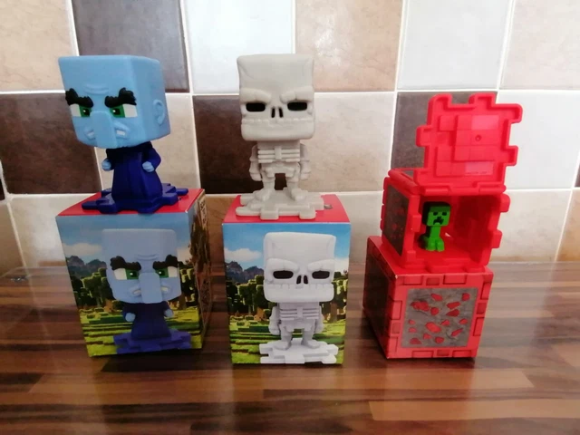 MCDONALDS MINECRAFT MOVIE Figures ~ Evoker, Skeleton and Red Cube ...