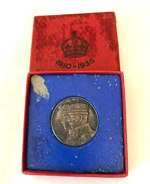 1910 1935 SILVER Jubilee Coin King George & Queen Mary Boxed 15.7 Grams ...