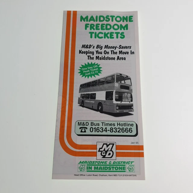 MAIDSTONE & DISTRICT Bus Medway Freedom Tickets leaflet Oct 1990 £0.95 ...