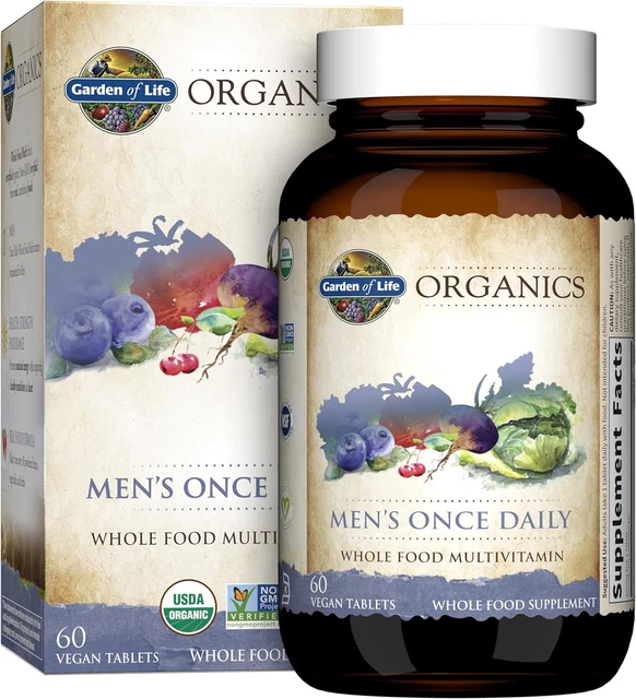 GARDEN OF LIFE Organics Men's Multivitamin Once Daily 60 Vegan Tablets ...