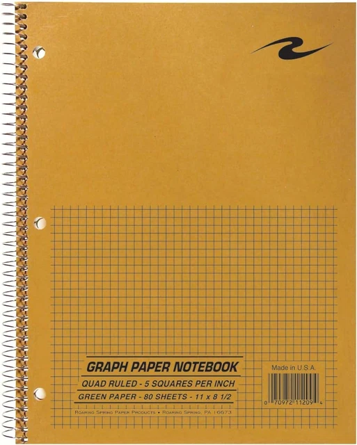 LAB NOTEBOOK, 1 Subject, Wirebound, 5X5 Graph Ruled, 11" X 8.5", 80 ...