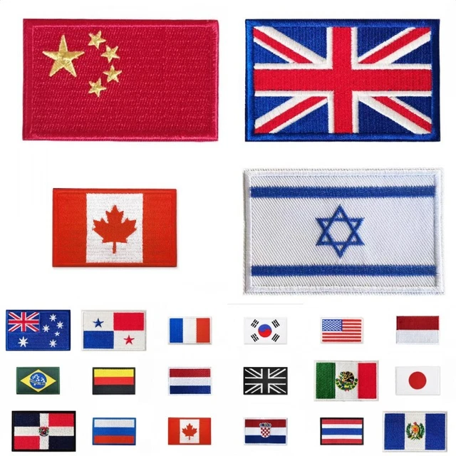 NATIONAL BADGES APPLIQUES Embroidered Country Flags Patch Iron On Sew ...