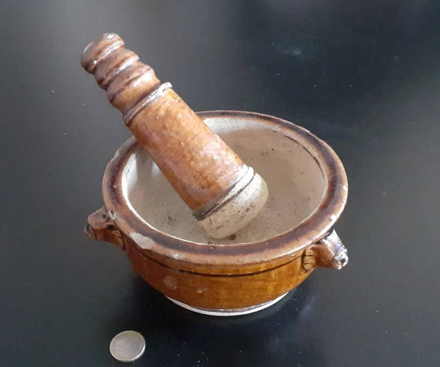 ANCIEN MORTIER ET Pilon Apothicaire 19Eme Terre Cuite Grès EUR 30,00 ...