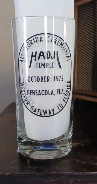 HADJI TEMPLE 1972 Directors Staff Pensacola Florida Shriners Glass Fez ...