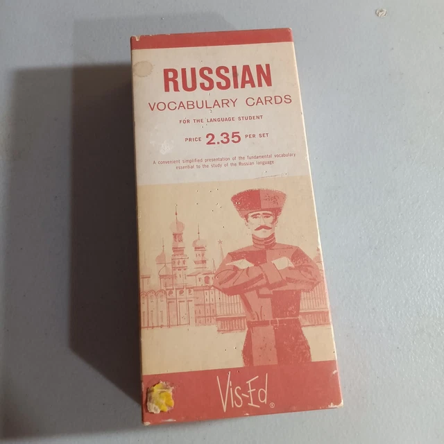 RUSSIAN LANGUAGE VOCABULARY 1000 Cards Vintage Vis-Ed Flashcards w/Box ...