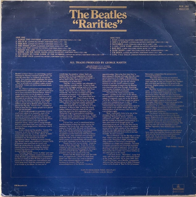 THE BEATLES RARITIES 1979 Uk Parlophone Vinyl Lp Pcm 1001 £20.00 - PicClick UK