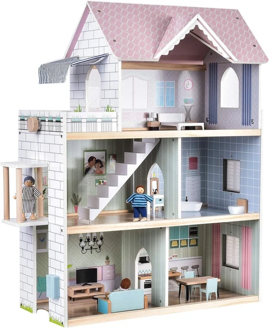GIANT BEAN WOODEN Dolls House, 2.6 Feet High with Elevator, Doorbell ...