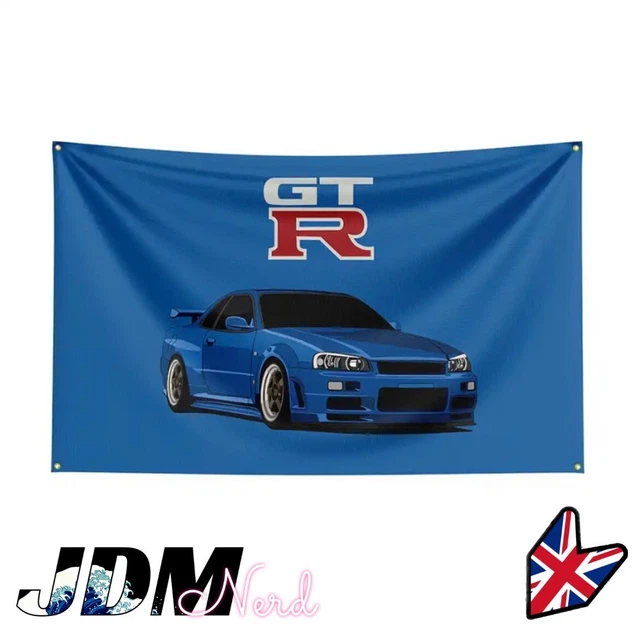 NISSAN SKYLINE R34 GTR Style Flag 60x90cm 2x3ft JDM Banner Car Nismo ...