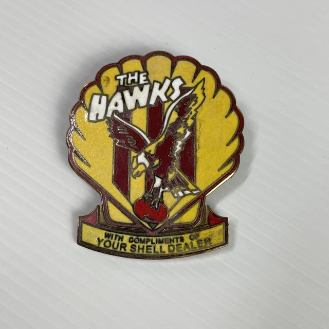 SHELL DEALER AFL VFL The Hawks Hawthorn Football Club Lapel Pin Badge ...
