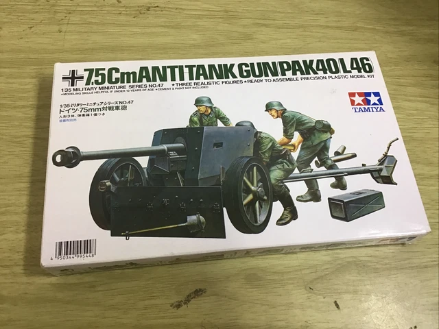 RARE TAMIYA 7.5CM Antitank Gun (Pak40/L46) 1/35’Military Minitures ...