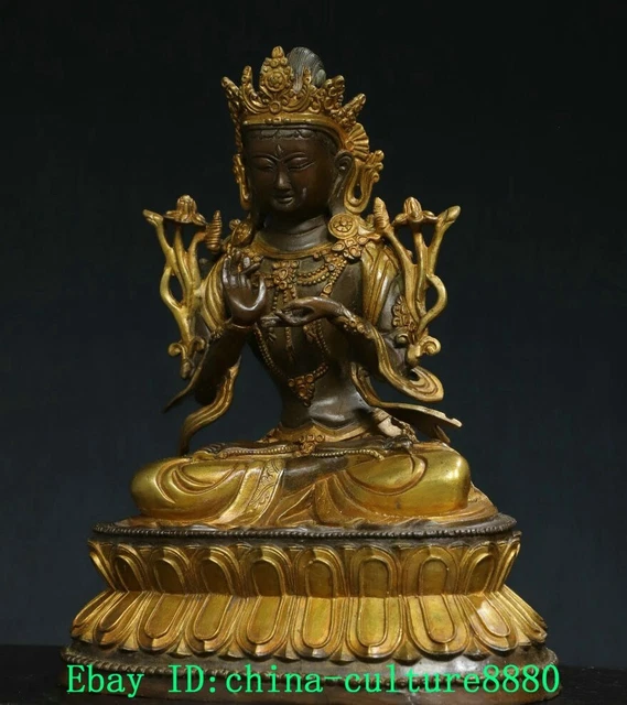 10.2 &VIEUX BOUDDHA Guanyin en bronze tibétain plaqué or blanc EUR 396,00 - PicClick FR
