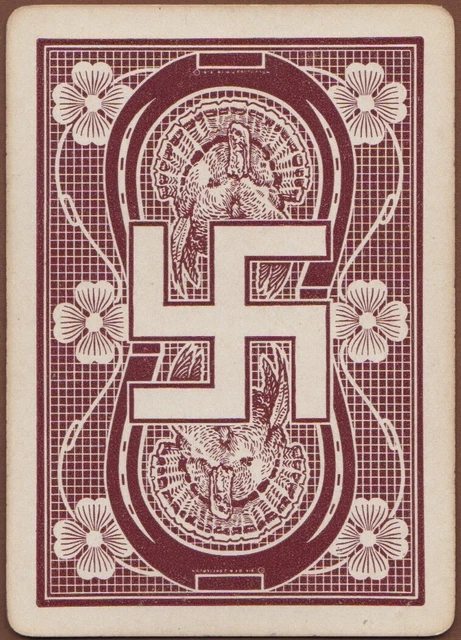 PLAYING CARDS SINGLE Card Old 1912 Antique Wide * GOOD LUCK SWASTIKA ...