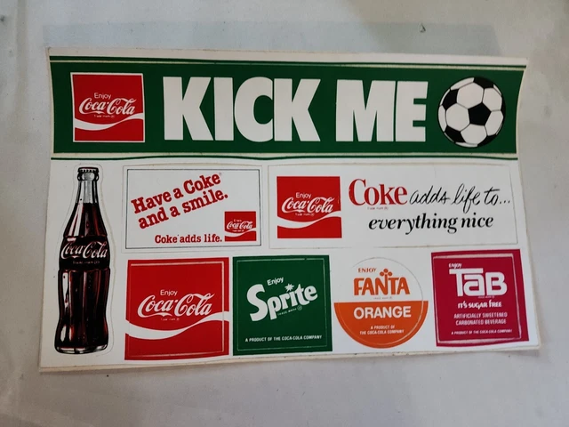 VINTAGE 1970’S NOS Coca Cola Kick Me Sticker Sheet Tab Orange Fanta ...
