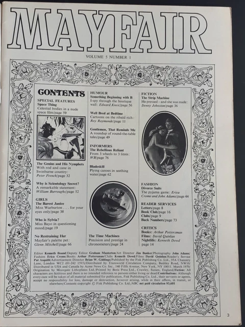 VINTAGE MAYFAIR MAGAZINE Vol 5 No 1 1970 King Sylvia Bayo Janice ...