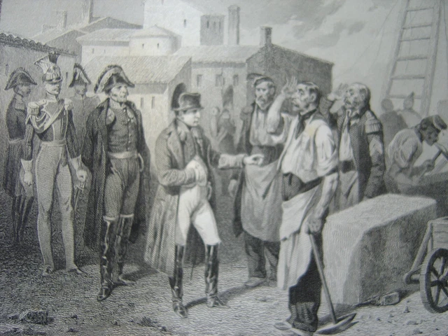 ENGRAVING OF EMPEROR Napoleon Bonaparte and the Imperial Guard on the ...