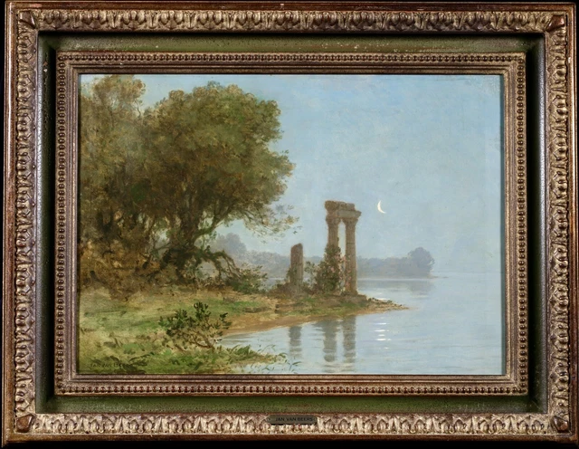 JAN VAN BEERS (1852-1927) Large Signed French Oil Canvas - Moonlight On ...