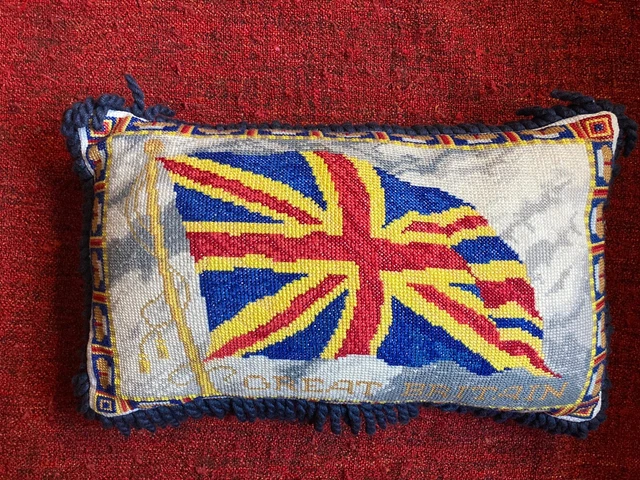 EHRMAN ALBION CANDACE BAHOUTH needlepoint tapestry RARE GB union jack ...
