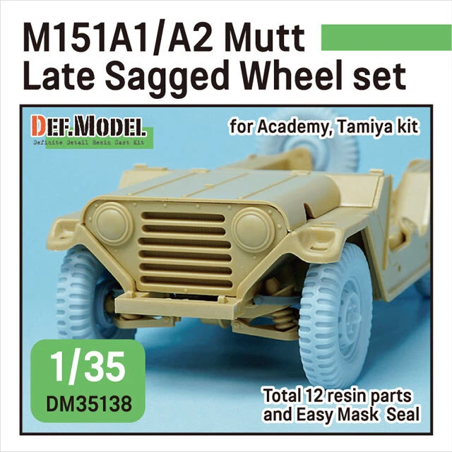 DEF 1/35 M151A1/A2 Mutt Jeep Sagged Wheel set for Academy/Tamiya kits ...