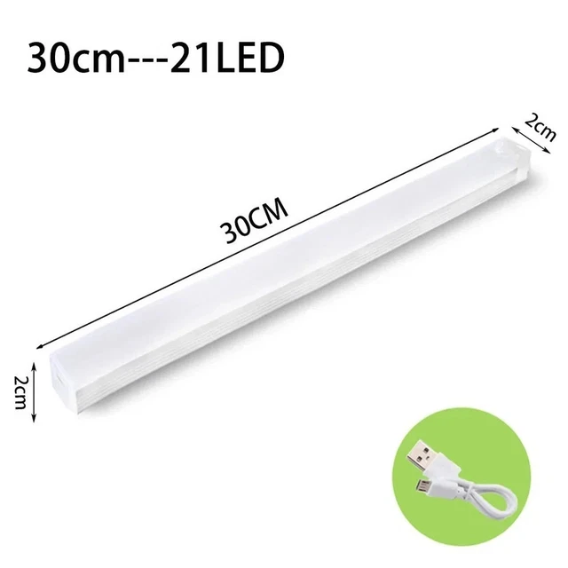 STRIP LIGHT LED PIR Motion Sensor Wireless USB Rechargeable Cabinet ...