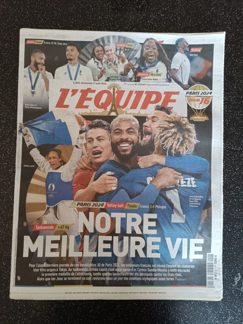 JOURNAL L'EQUIPE DU 11/08/2024 Jeux Olympiques Paris 2024 Ngapeth Volley-Ball EUR 14,99 ...