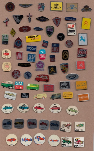 VINTAGE CAR LOGO pin badges 1960s BMW SAAB MG Job Lot Ford Koni Lotus ...
