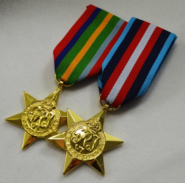 PAIR OF 24CT Gold WW2 Campaign Star Medals with Ribbons. Pacific and ...