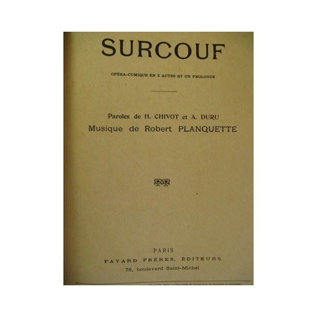 PLANQUETTE ROBERT SURCOUF Opera EUR 65,00 - PicClick FR