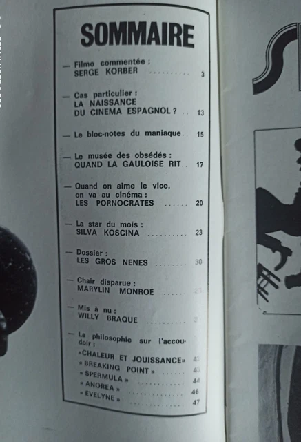 MAGAZINE STARS SYSTEM N ° 16 Cinema X Serge Korber Sylva Koscina Adulte ...