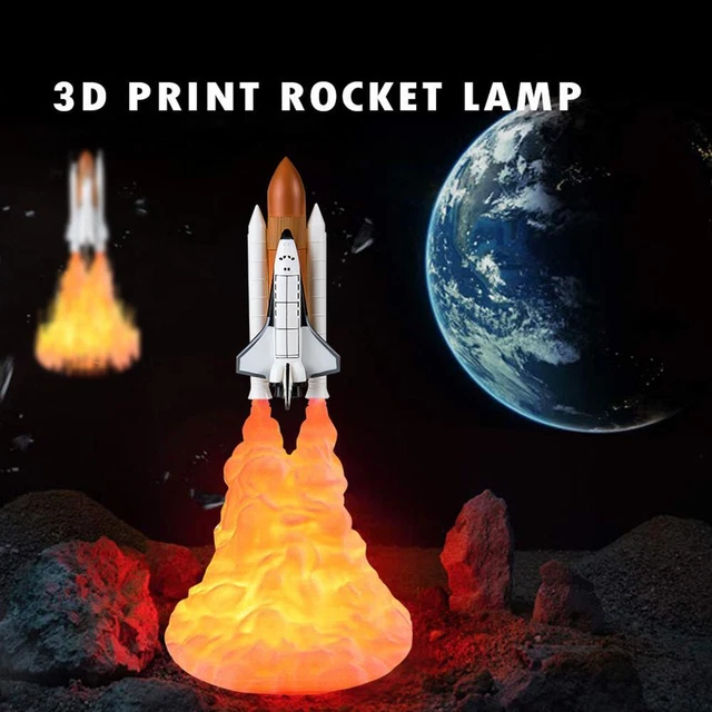 3D PRINT LED Night Light Space Shuttle Rocket Night Rechargeable USB ...