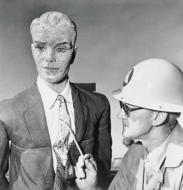 FIRE MARSHAL EXAMINING Nuclear Damaged Mannequin 1955 Old Photo ...