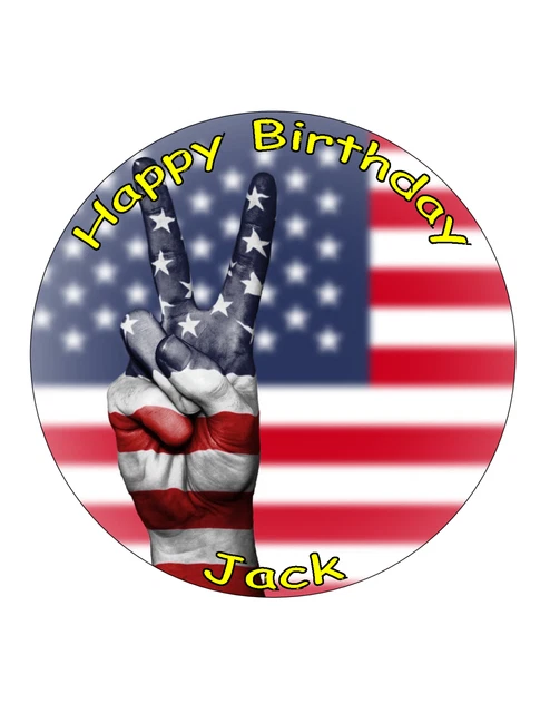 USA 7.5 PREMIUM Edible RICE CARD Cake Topper CAN BE PERSONALISED D3 £8. ...