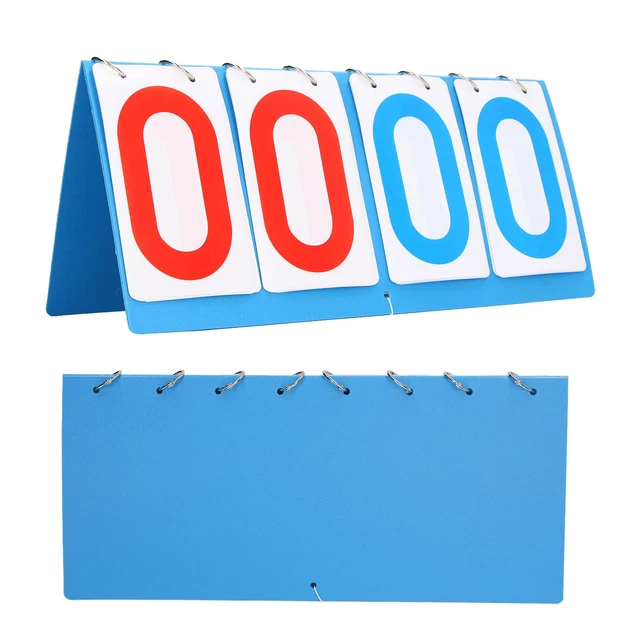 4 DIGIT SCOREBOARD Waterproof Blue Red Number Portable Tabletop Flip ...
