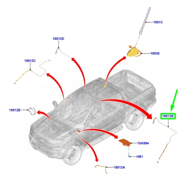 CÂBLE D'EXTENSION D'ANTENNE FORD RANGER T9 RHD 2678136 NEUF ORIGINAL ...