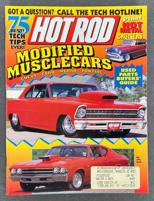HOT ROD MAGAZINE July 1991 Modified Musclecars/Metal Cruisers/Brown's ...
