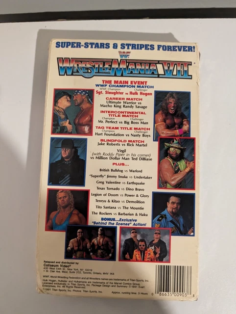 WWF - WRESTLEMANIA 7 (VHS, 1991) Wrestling WWE Coliseum Video Big Box ...