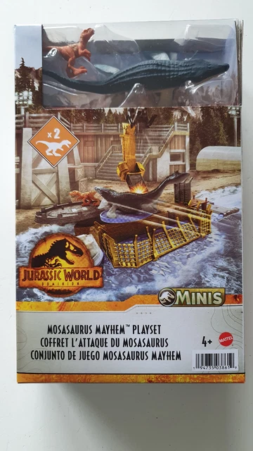 MATTEL JURASSIC WORLD DOMINION Mini MOSASAURUS MAYHEM Battle Playset ...
