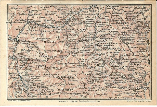 ANTIQUE MAP ABRUZZO MONTI DELLA LAGA AMATRICE TCI 1924 Antique map £11. ...
