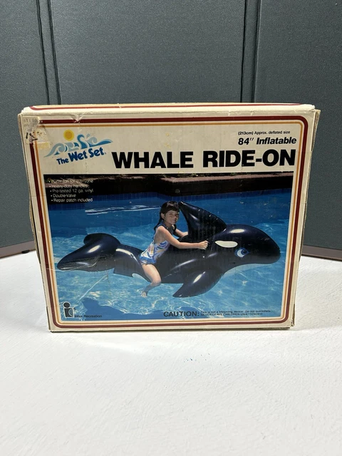 VINTAGE THE WET Set Whale Ride On 84" Inflatable 1985 Orca Pool Float ...