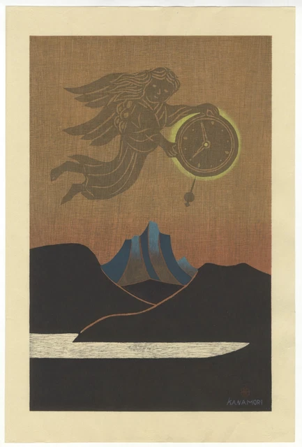 YOSHIO, KOYAMA CLOCK God, Original Japanese Woodblock Print, Shin-hanga £50.00 - PicClick UK