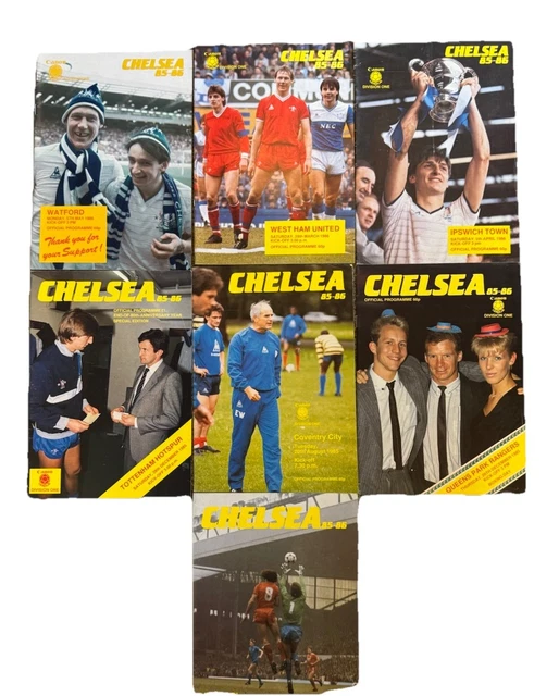 CHELSEA HOME FOOTBALL Programmes 1985/86 Div 1 & FA Cup Job Lot x7 Free ...