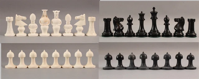 VINTAGE 20THC TURKISH Meerschaum Carved Figural Chess Set, Black ...