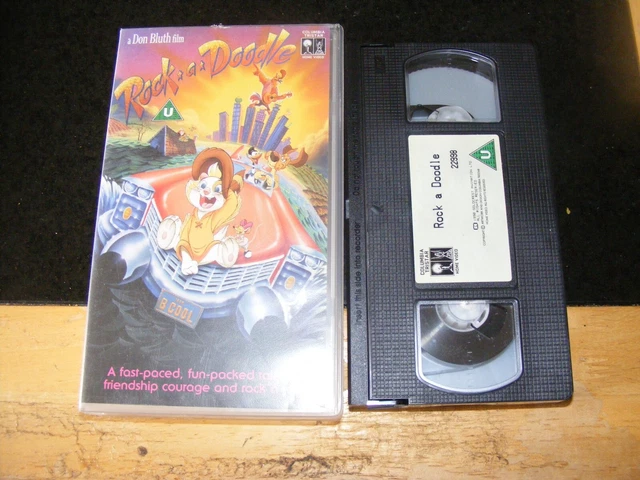 ROCK-A-DOODLE VHS VIDEO Cassette (1990) Don Bluth Rare Animated Vintage ...