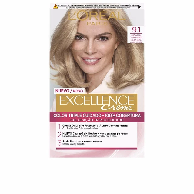 L'OREAL PARIS EXCELLENCE Creme Tinte #9,1 Rubio Claro Claro Ceniza 192 ...