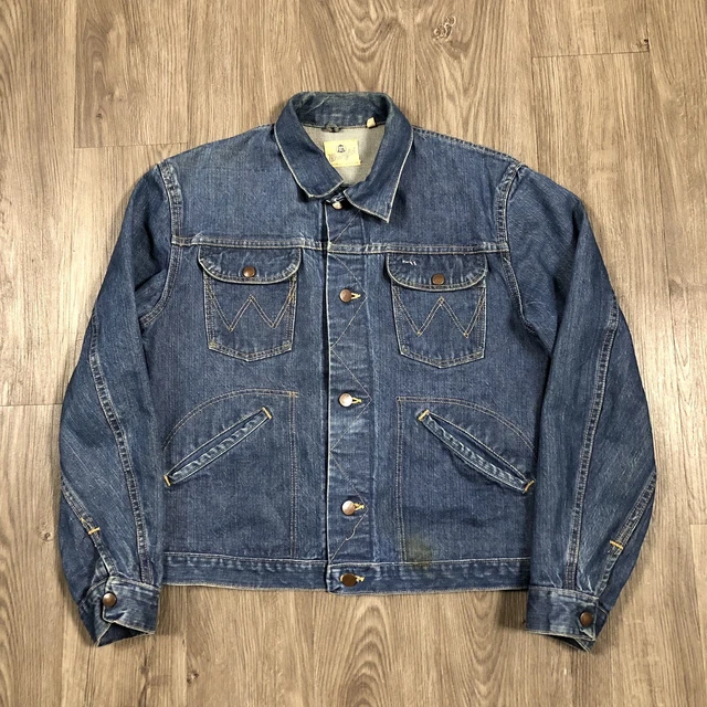 VINTAGE WRANGLER 60S Denim Trucker Jacket 38 Sanforized Blue Bell ...