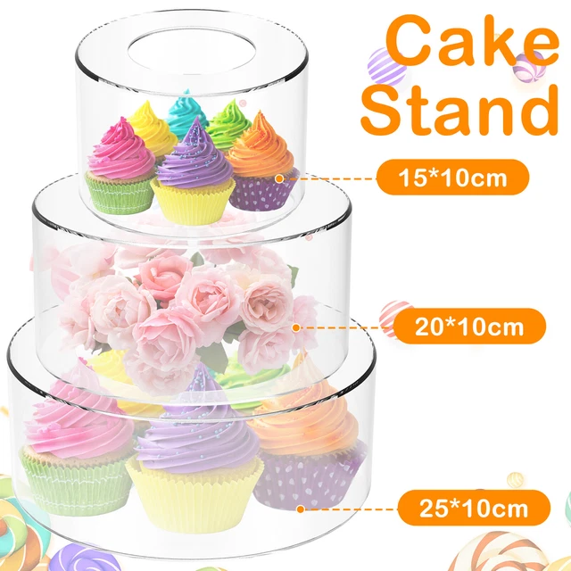 ACRYLIC FILLABLE CAKE Stand Clear Cake Riser Cylinder Cupcake Stand ...
