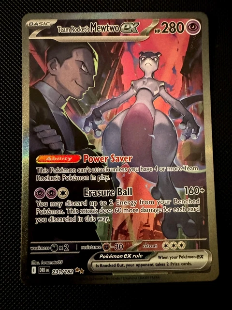 POKEMON DESTINED RIVALS Team Rocket’s Mewtwo EX SIR 231/182 - In Hand ...
