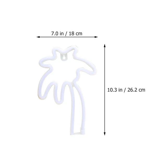 NEON LAMP PALM Tree Shape USB or Battery Powered Neon Light Sign Decor ...