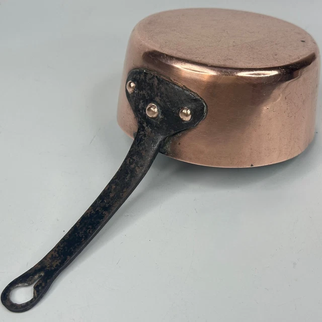 ANTIQUE FRENCH KITCHEN Small Rustic Copper Pan With Hand Forged Handle ...