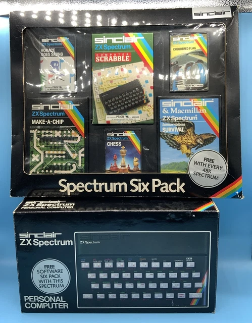 VINTAGE SINCLAIR ZX Spectrum 48K Personal Computer & Spectrum Game 6Pk ...