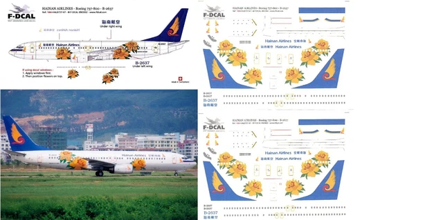 F-DCAL DECALS 1/144 Boeing 737-800 Flowers Scheme (Hainan Airlines) £11 ...